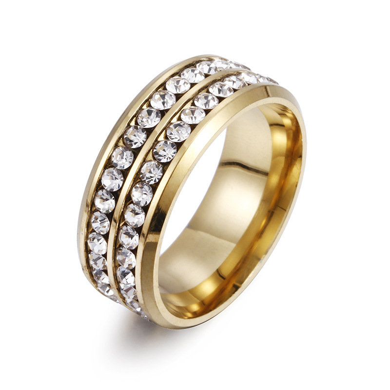 Titanium Steel Ring Jewelry Double Artificial Diamond Zircon - Temu