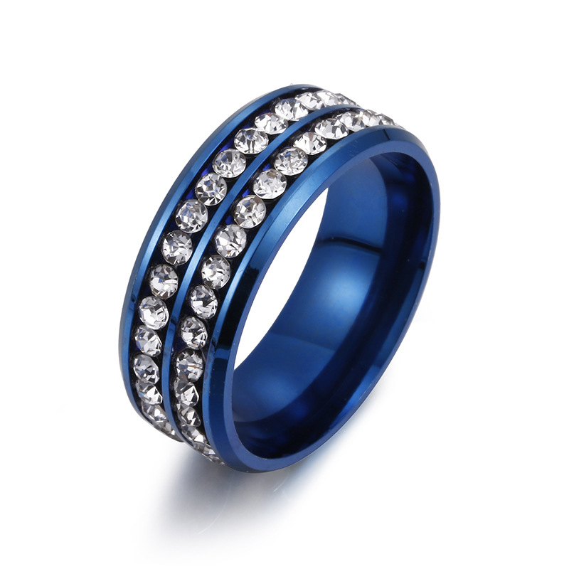 Titanium Steel Ring Jewelry Double Artificial Diamond Zircon - Temu