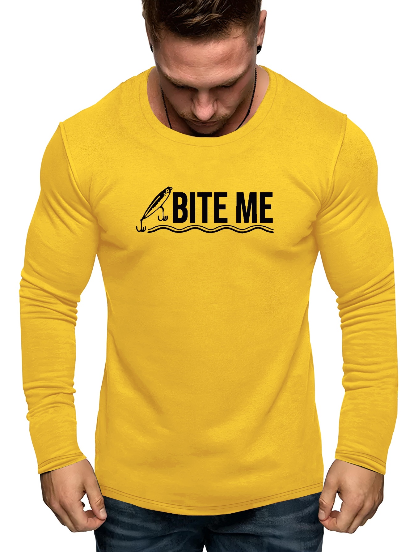 Plus Size Men's Long Sleeve Bite Print T shirts Casual - Temu Norway