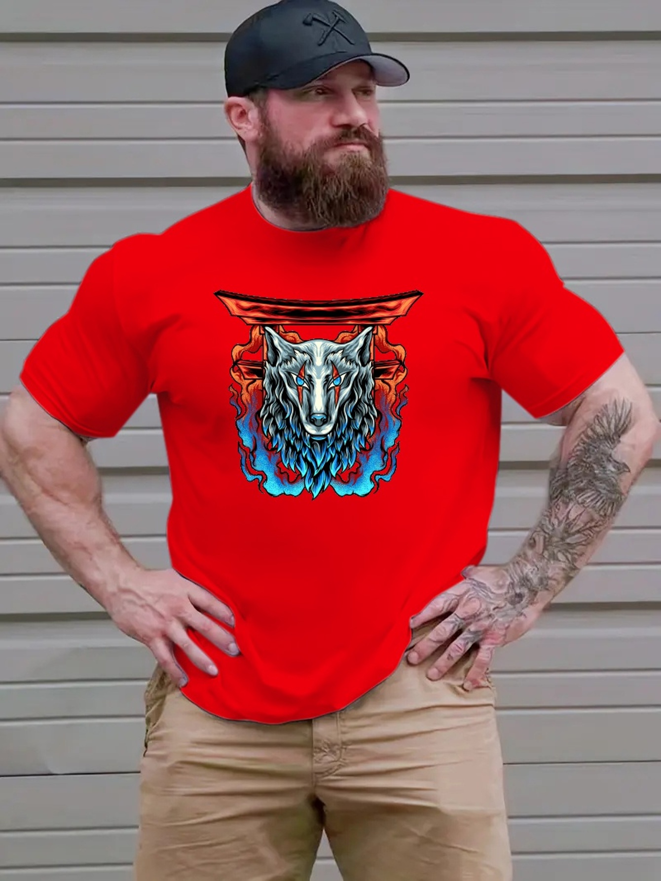 3d Wolf Graphic Fashion Cool Tee Loose Casual Crew Neck - Temu Ireland