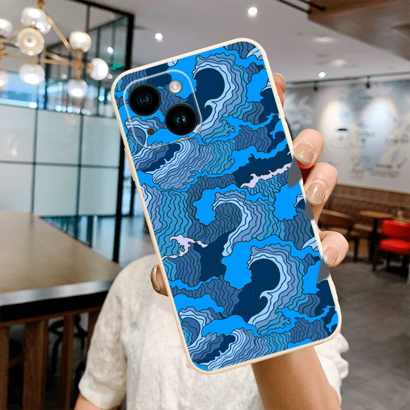 Hand Painted Waves Matte Anti slip Anti fingerprint White - Temu Australia