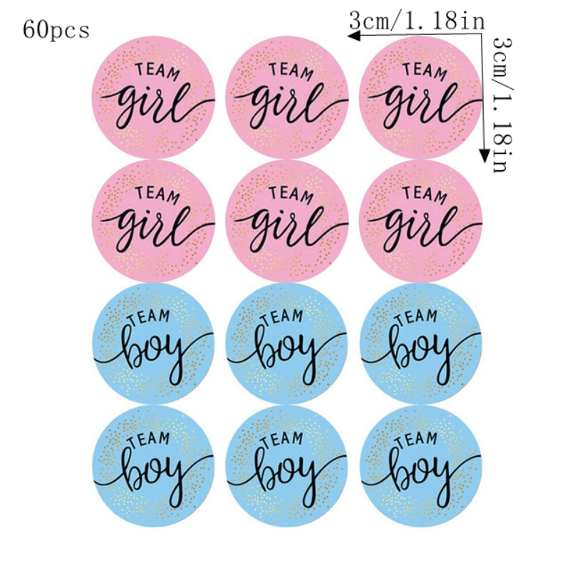 60pcs Team Boy Team Girl Stickers Sticker voor Gender Reveal - Temu ...