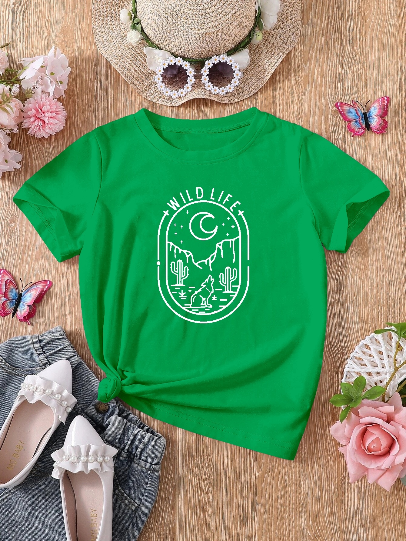 Boys Girls Teen Casual "wild Life" Cactus Graphic Print - Temu New Zealand