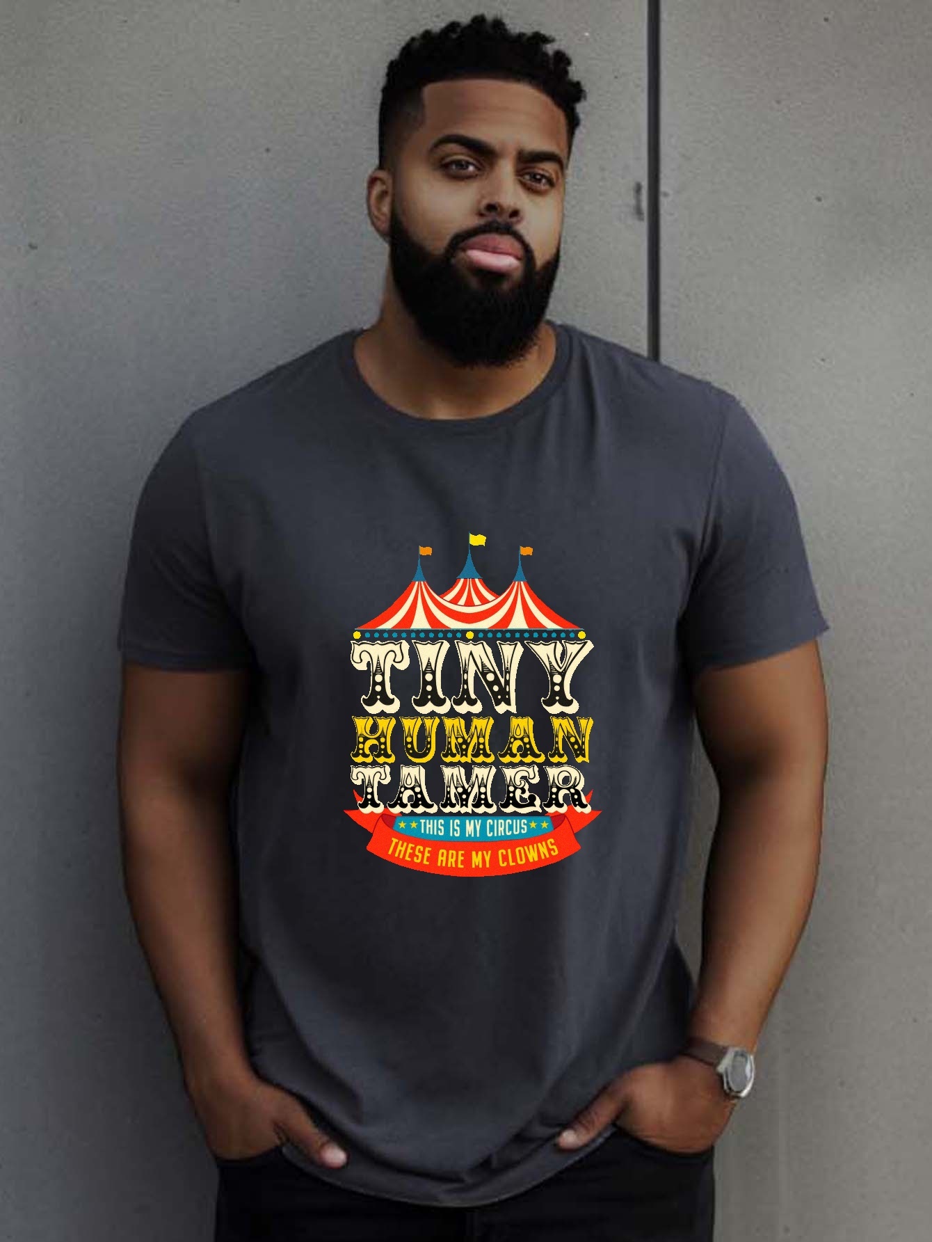 Plus Size Men's Casual Graphic Tees Summer "tiny Human" - Temu Australia