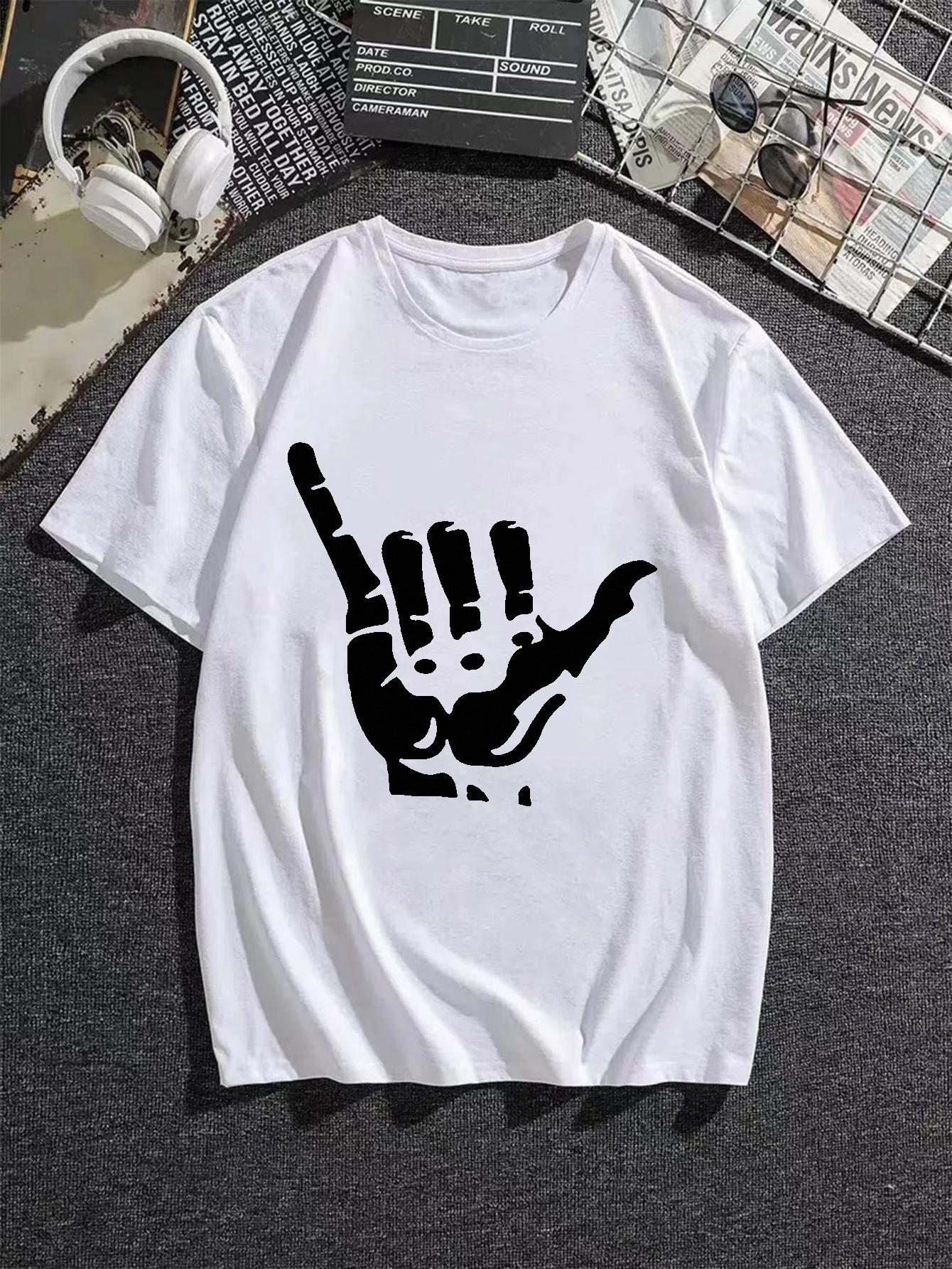 Plus Size Men's Gesture Pattern Graphic Tees Comfy Stretch - Temu Australia