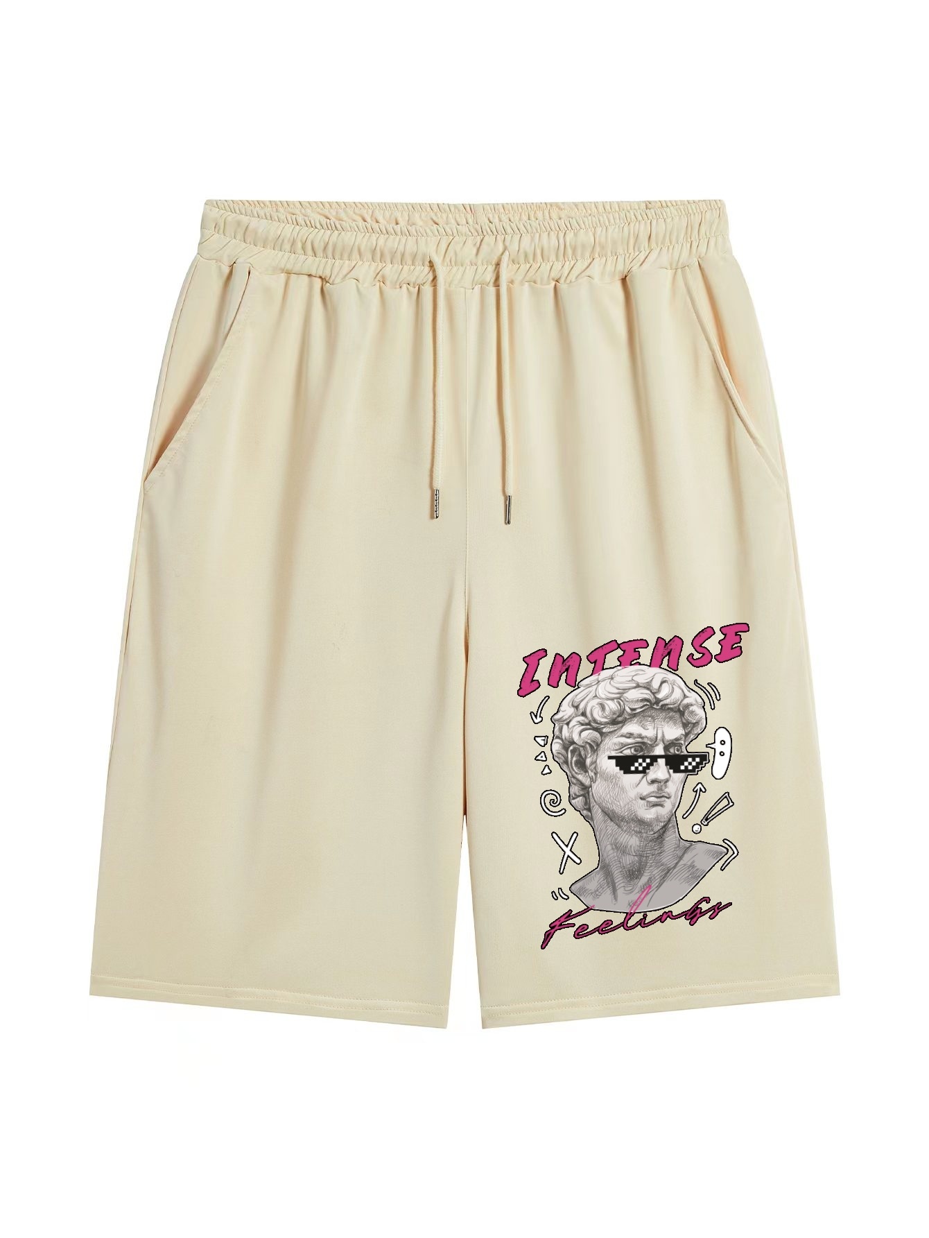 Statue Print Men's Comfy Loose Drawstring Shorts Summer - Temu Australia