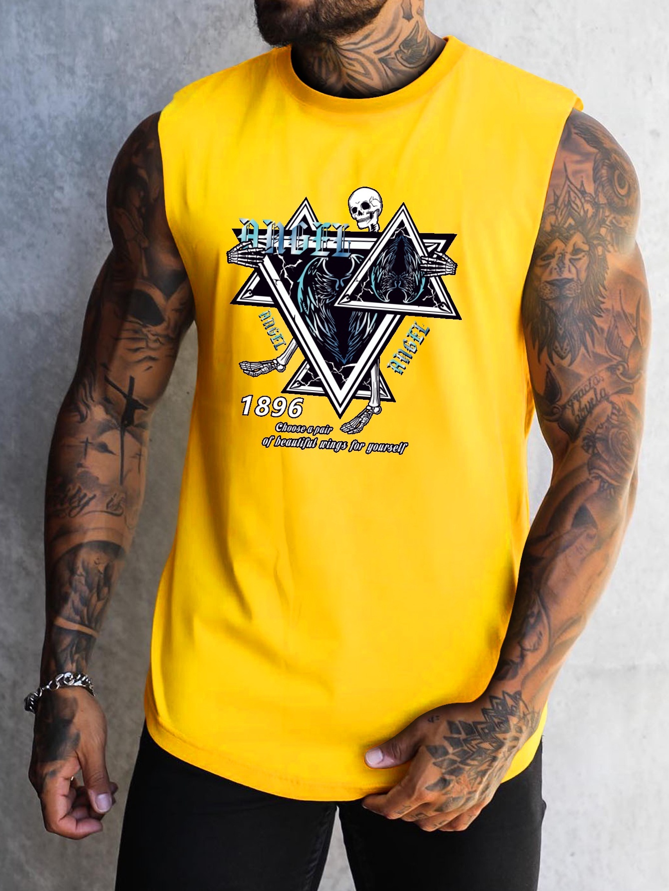 Men’s A shirt Tanks 'angel' Skeleton Print Singlet - Temu New Zealand