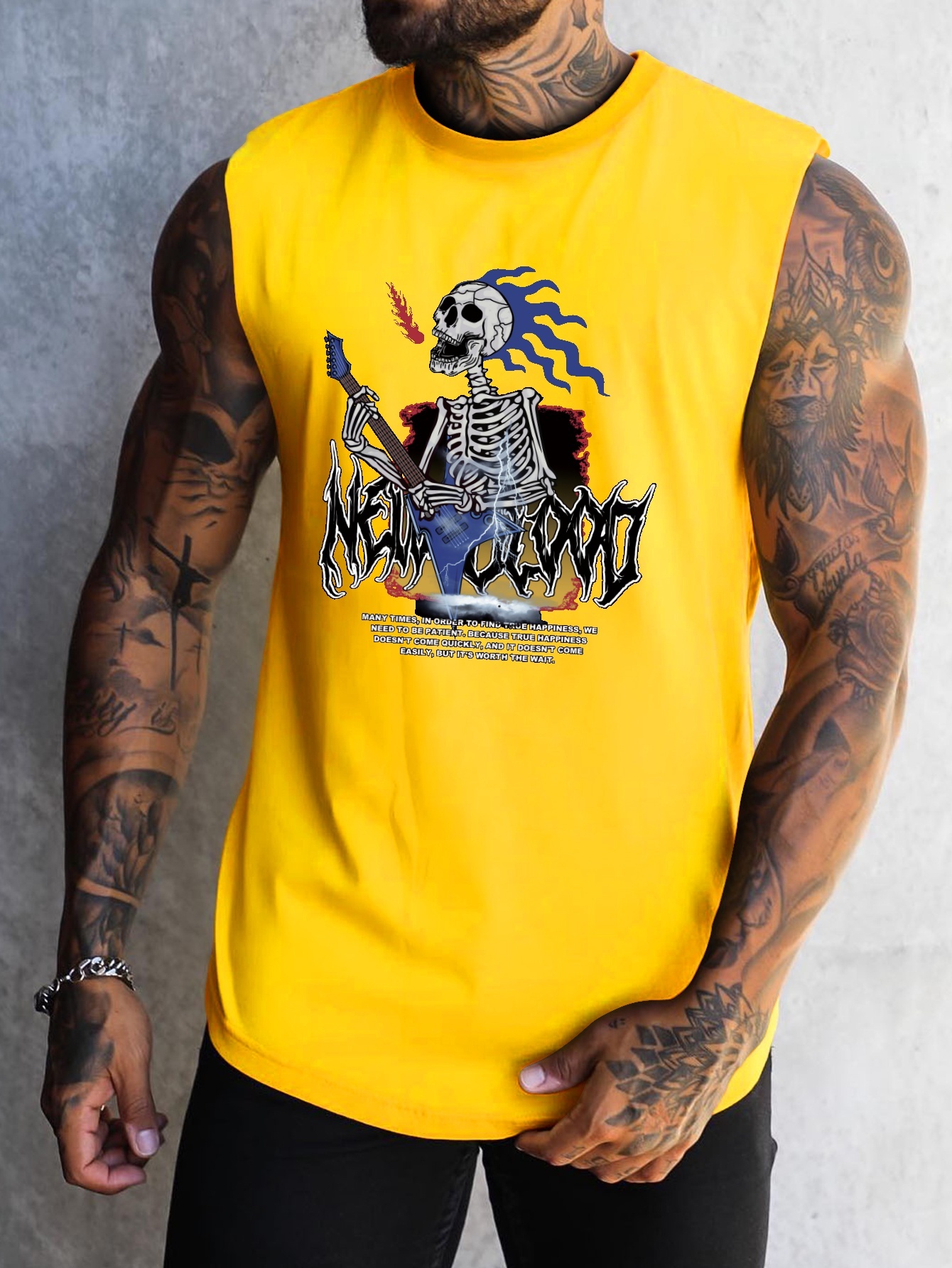 Men’s A shirt Tanks Guitar Playing Skeleton Print Singlet - Temu Australia