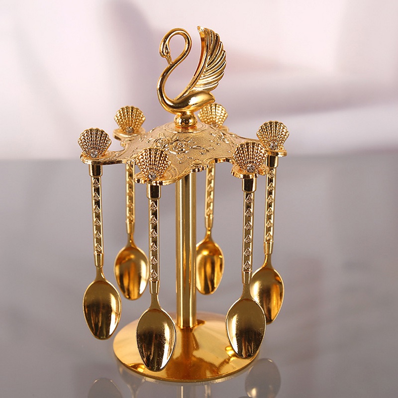 Decorative Swan Base Holder 6 Spoons Fancy Tea Spoons Coffee - Temu