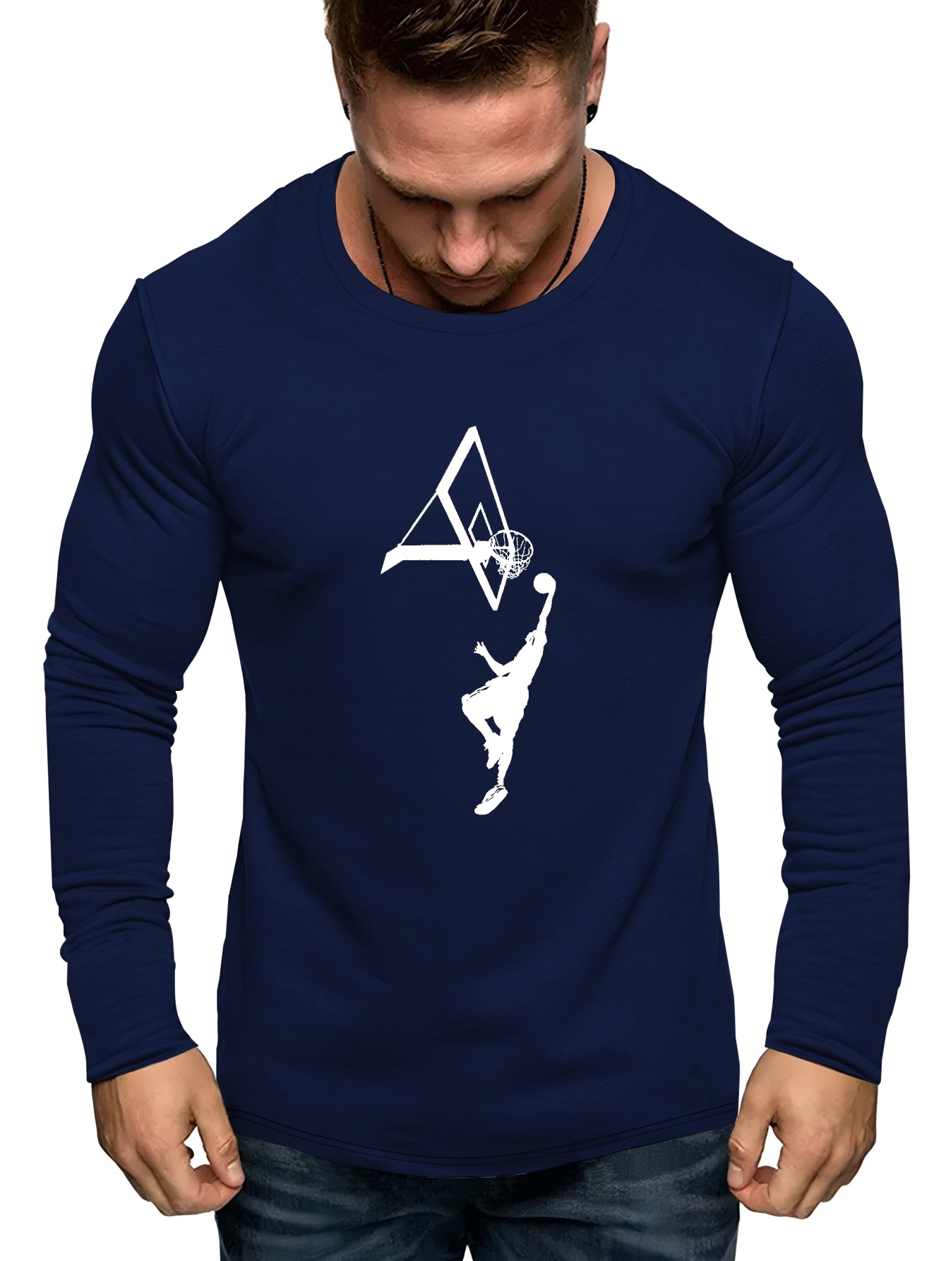 Camiseta Cuello Redondo Manga Larga Gráfico Informal Hombre - Temu Spain