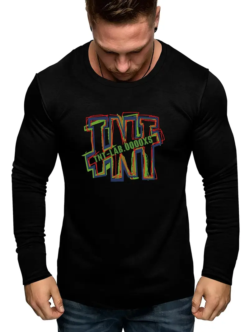 Plus Size Mens Trendy Graphic Long Sleeve Tees Comfy Temu Norway