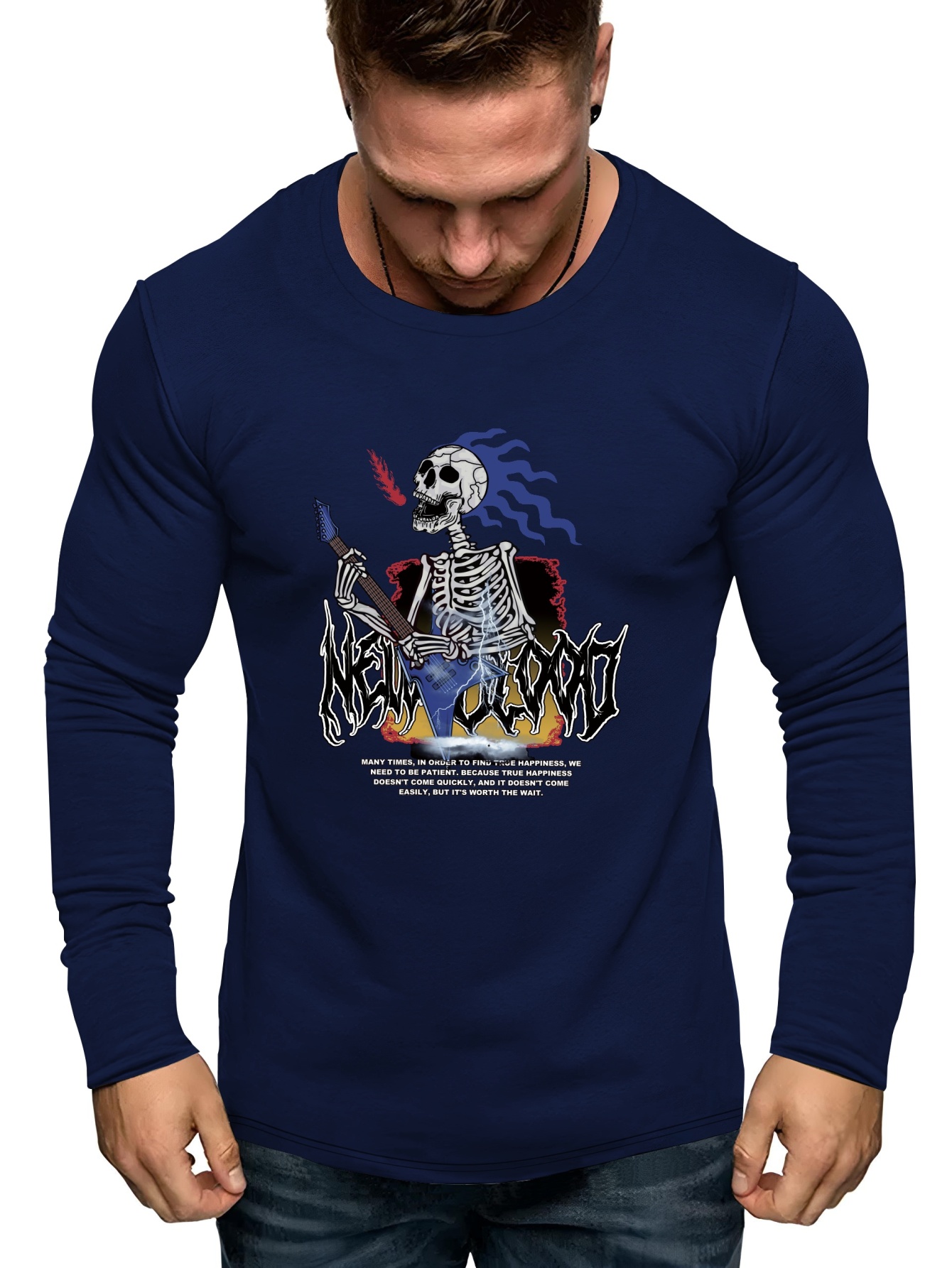 skeleton print long sleeve t shirts men plus size stretchy - Temu Australia