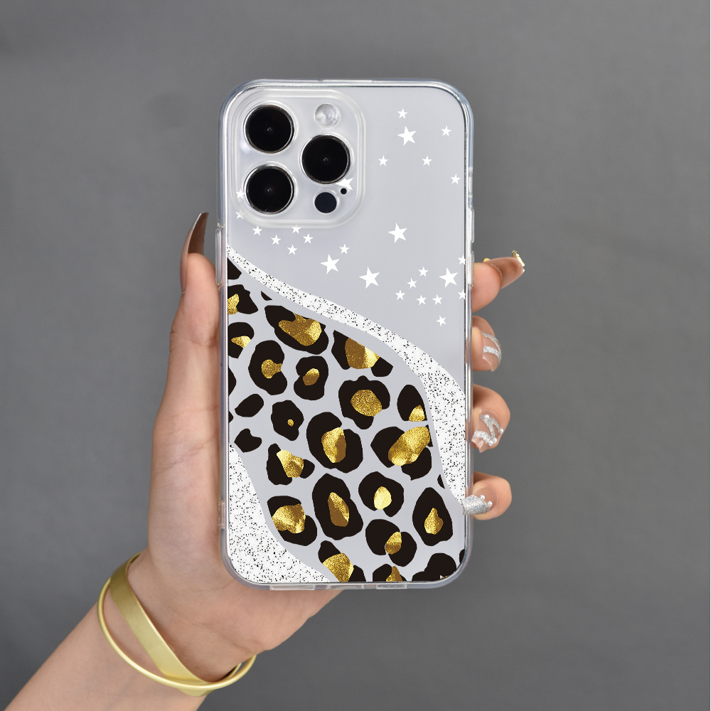 Leopard Star Print Pattern Liquid Silicone Mobile Phone Case Thick Full ...