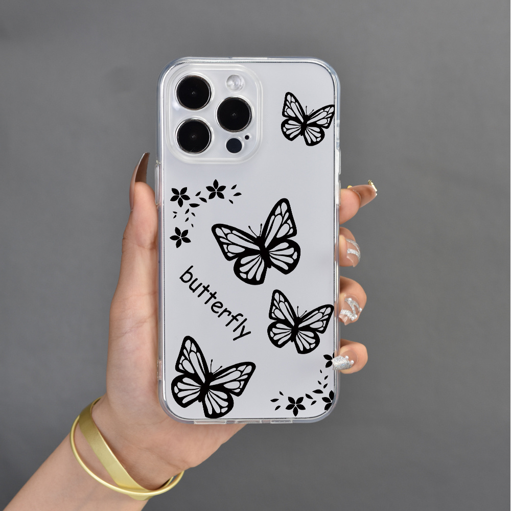 Butterfly Pattern Liquid Silicone Mobile Phone Case Thick - Temu United ...