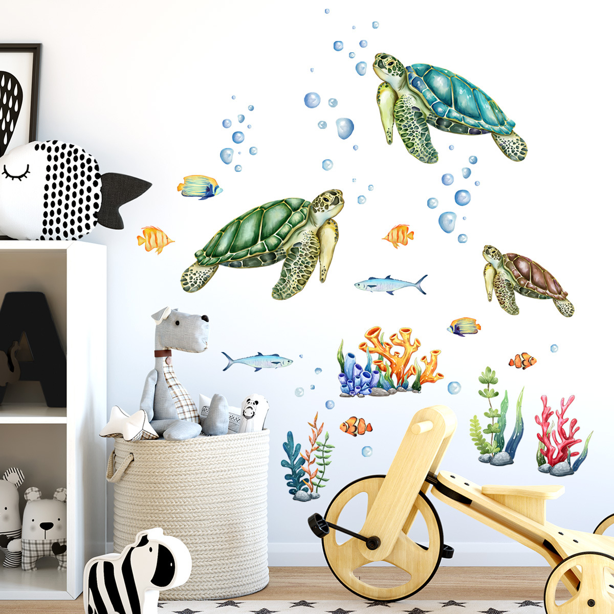 Removable Sea Turtle Coral Wall Stickers Home Decor Self - Temu New Zealand