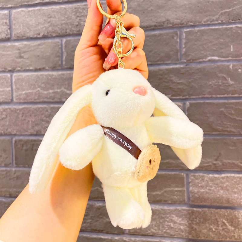 Rabbit Fuzzy Toy Keychain Cute Animal Doll Key Ring Purse Bag Backpack ...
