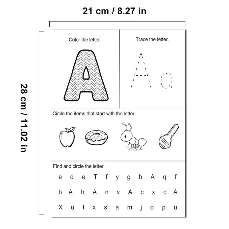 A Z 알파벳 26 글자 유치원 숙제 통합 문서 아기 색칠 공부 영어 워크 시트 학습을위한 Abc 책 Temu Of