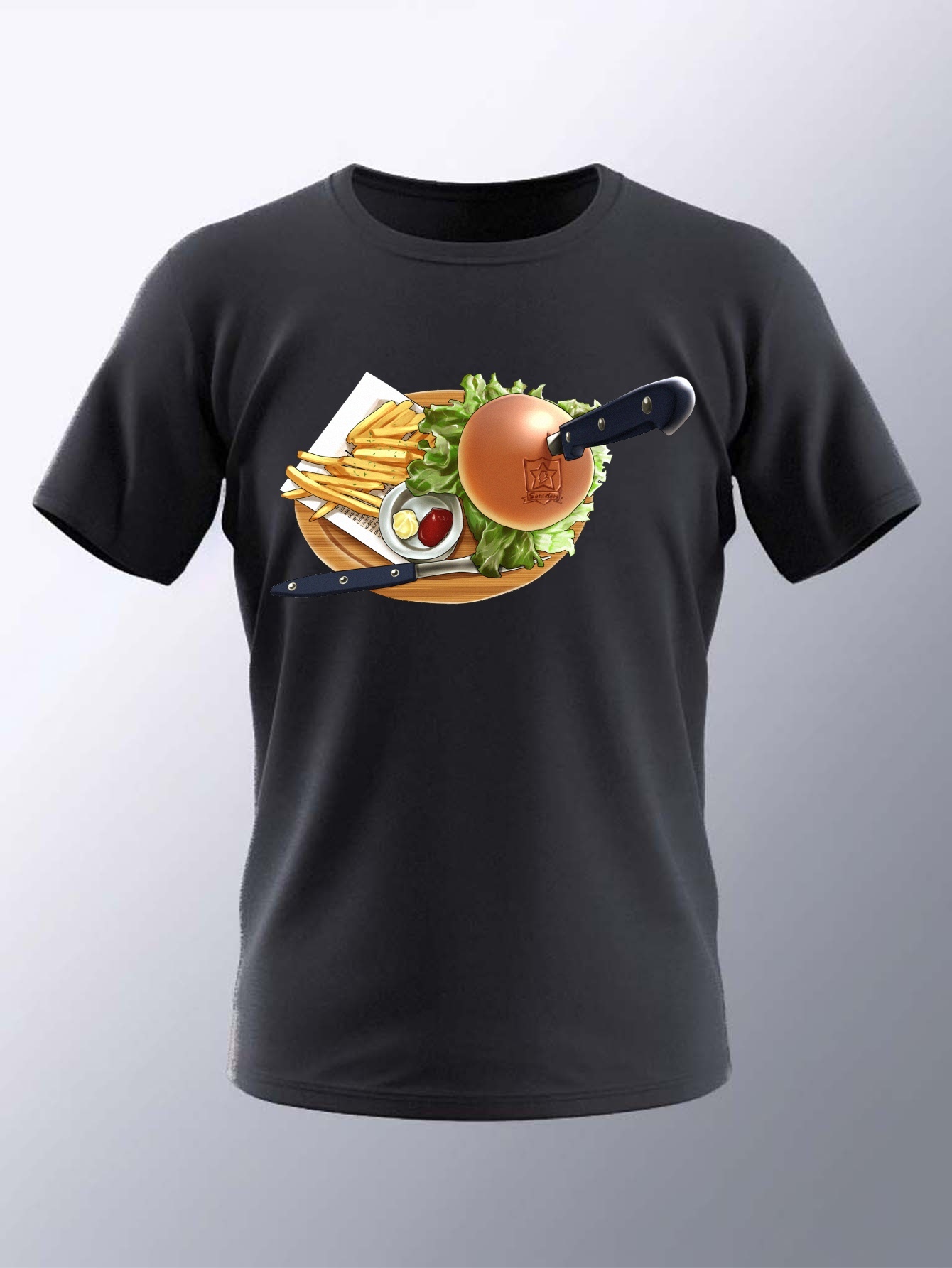 Yummy Food Series Graphic Plus Size Men's T shirts Hamburger - Temu ...