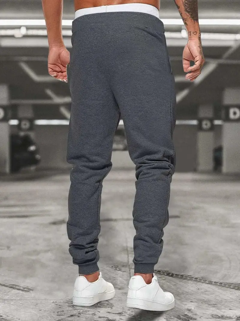 Letter Print Joggers Mens Casual Loose Fit Slightly Stretch Waist