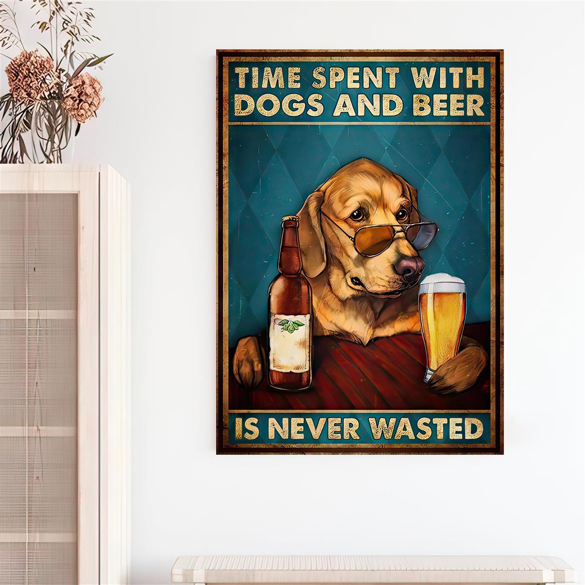 Dogs Drinking Beer Poster