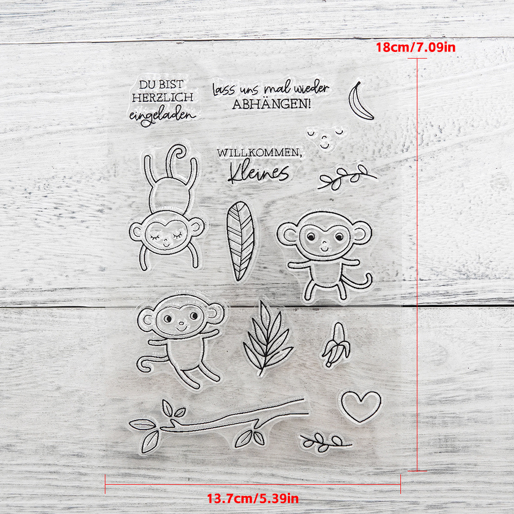 Movingpanda Cute Monkey Clear Stamps And Metal Cutting Dies For Diy ...