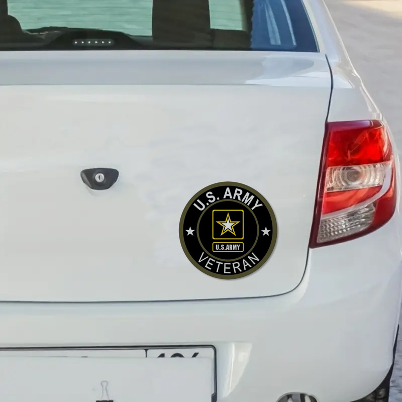 Round U.s Army Veteran Car Sticker Laptop Bottle Car Truck - Temu