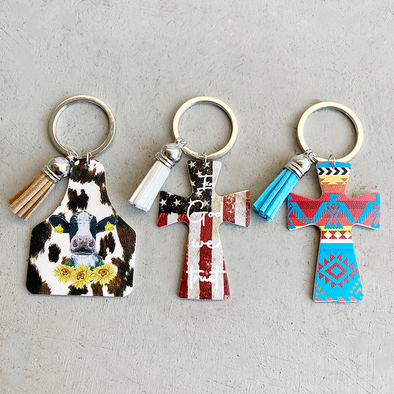 Western Cow Keychain American Flag Independence Day Cross - Temu Norway