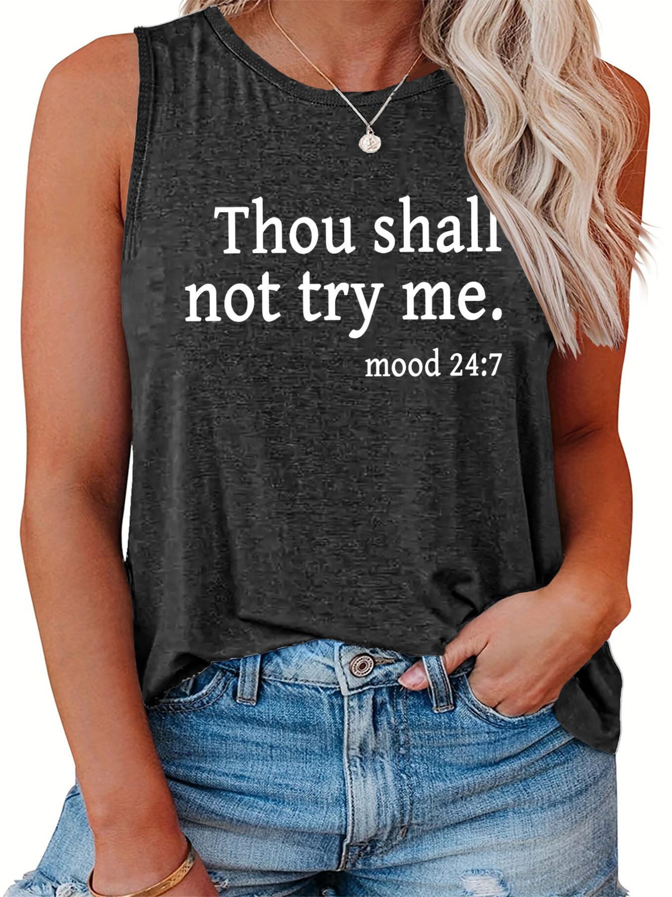 Plus Size Casual Tank Top Women's Plus Slogan Print Round - Temu ...