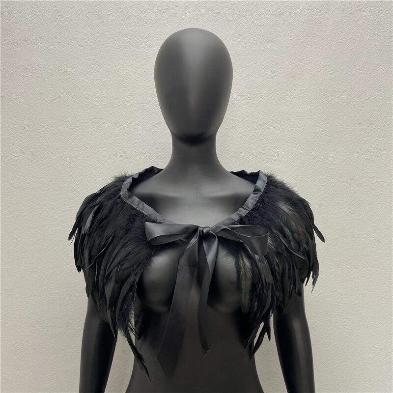 Vintage Lace up Faux Feather Cape Gothic Punk Halloween Fake - Temu