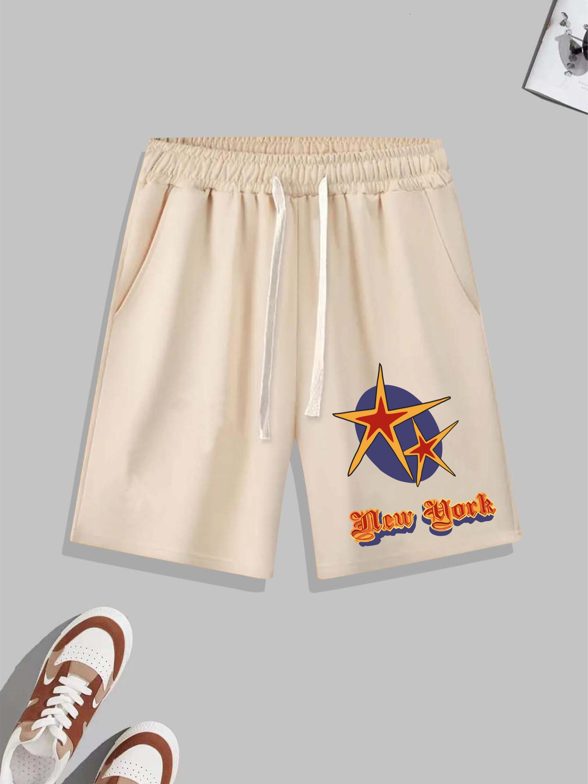 Star Creative Letter Print Men's Shorts Summer Drawstring - Temu Canada