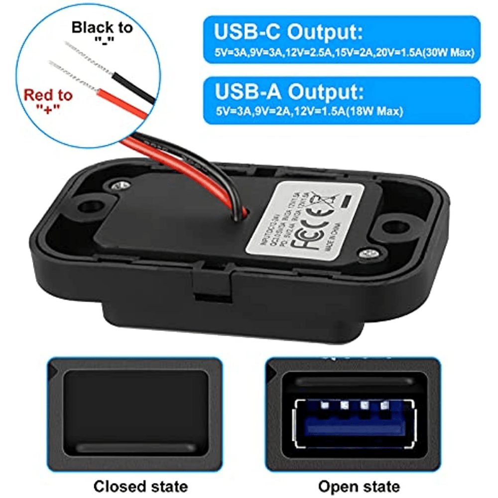 12v Usb Socket: Dual Fast Charging 3.0 Pd Type c (usb C) - Temu