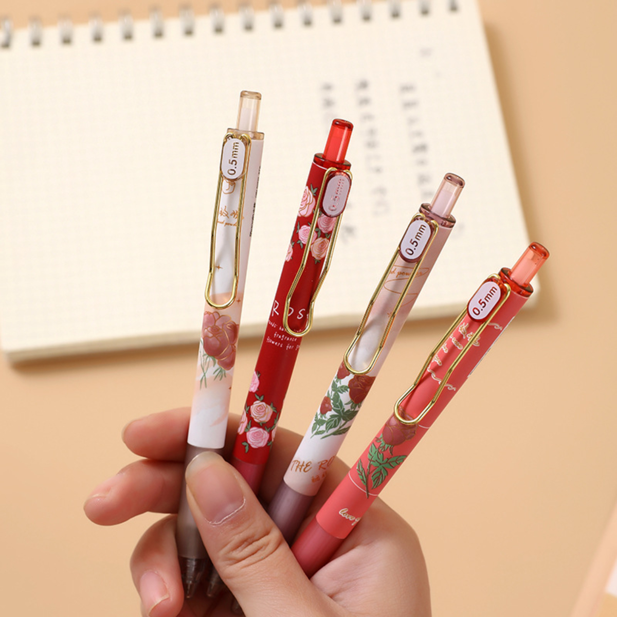 4pcs romantic rose st tip gel ink pens writing supplies gift stationery ...