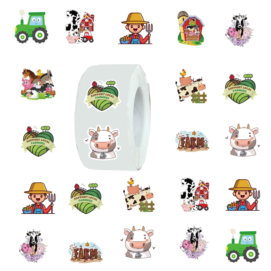 cute farm animal round self label stickers creative - Temu Australia