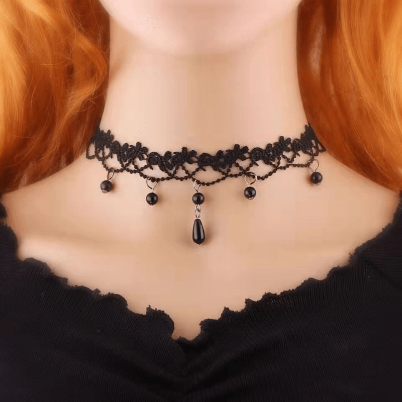 Gothic Black Lace Collarbone Chain Necklace Collars Cloth Stripes ...