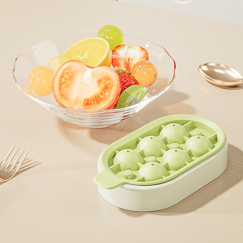 6 ball Ice Cube Silicone Ice Box Lid Press type Spherical - Temu ...