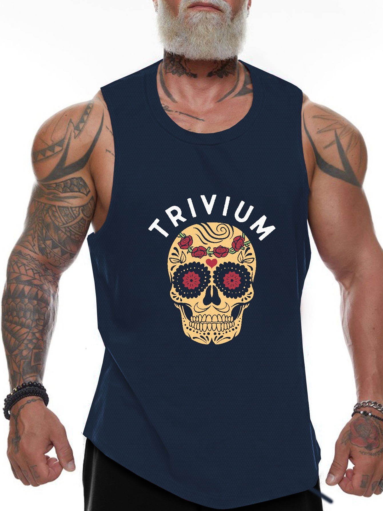 Men's Plus Size Tank Top Floral Skull Graphic Print - Temu New Zealand