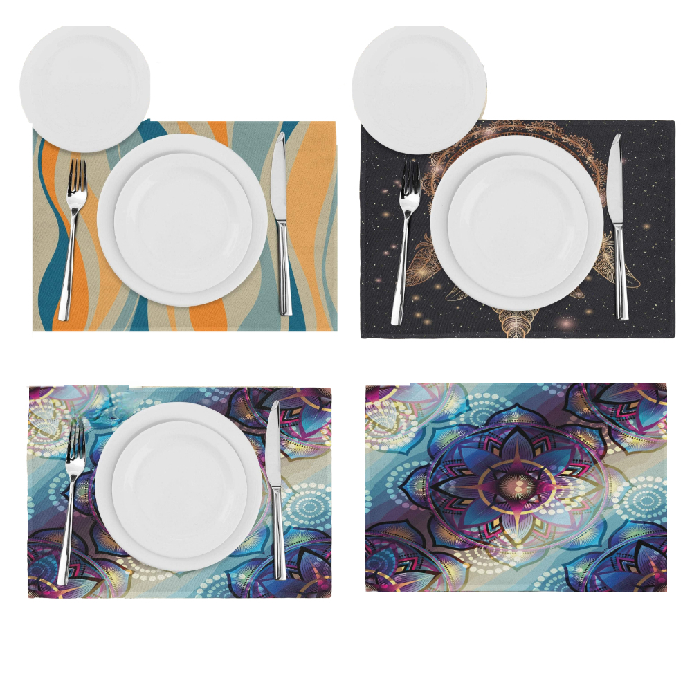 Gradient Black Feather Stripe Stitching Table Mat Party - Temu United ...