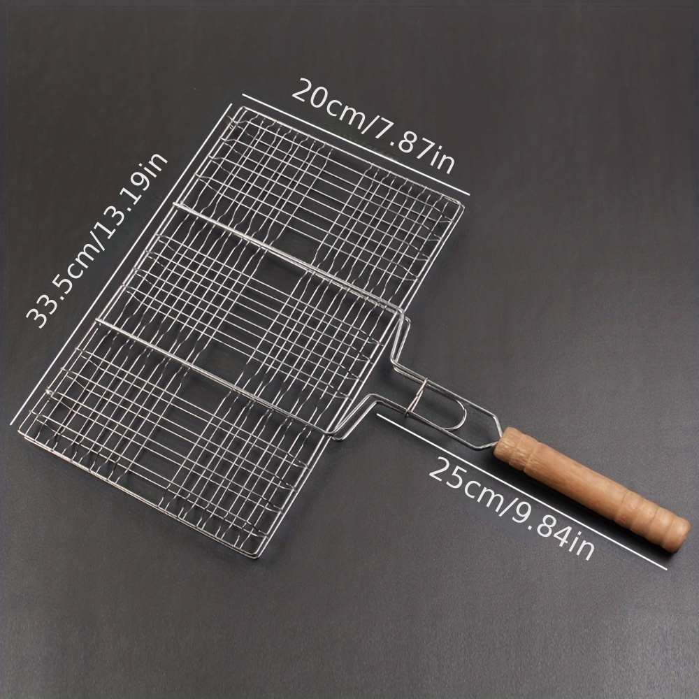 Wood Handle Grilled Fish Clip Barbecue Grilling Basket Grill - Temu