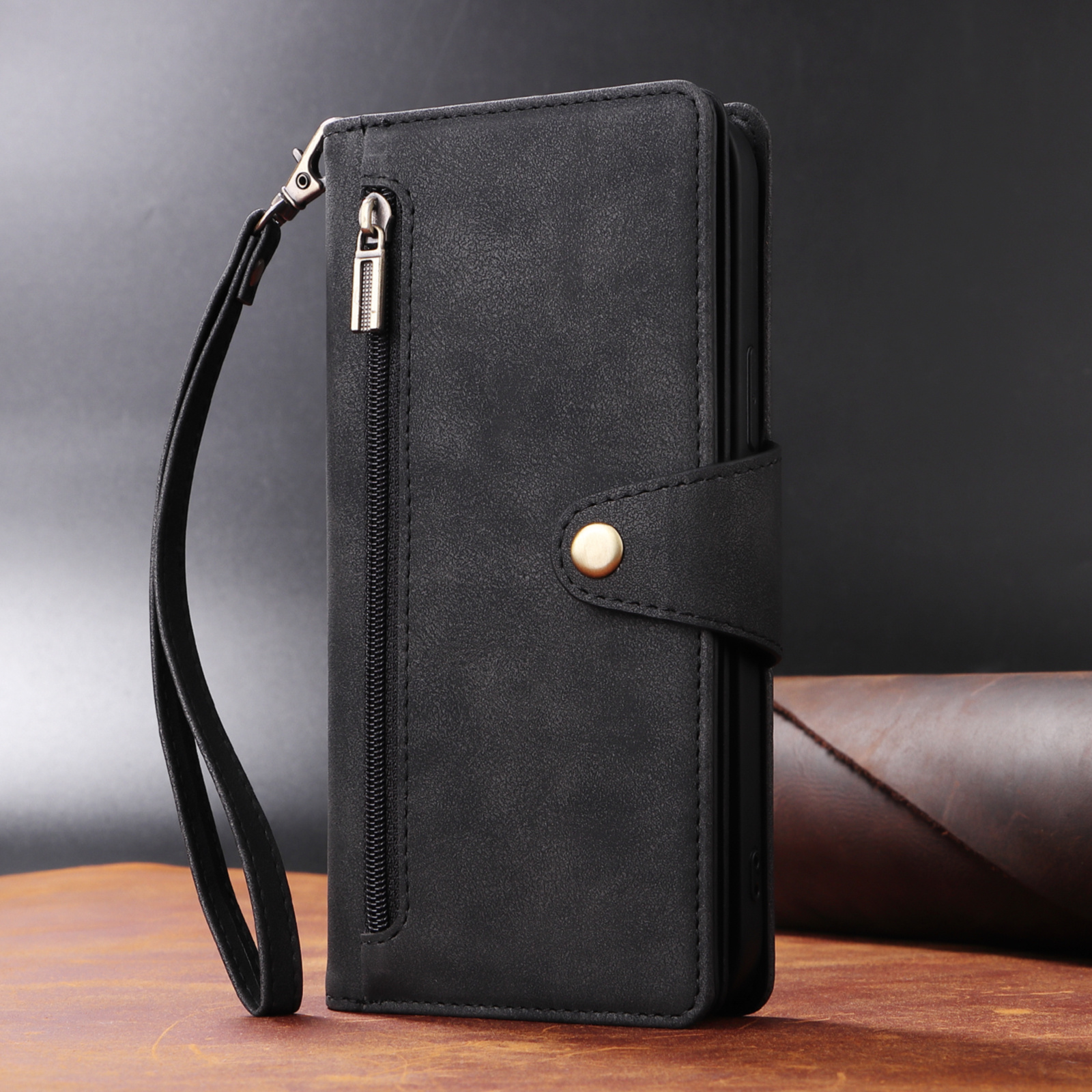 Étui Téléphone En Cuir Pu Carte Portefeuille Support Samsung - Temu France