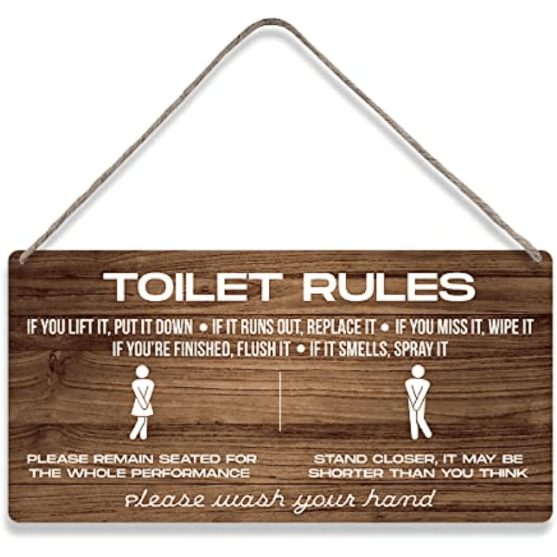 Funny Wood Signs Country Style Toilet Rules Sayings Bathroom - Temu ...