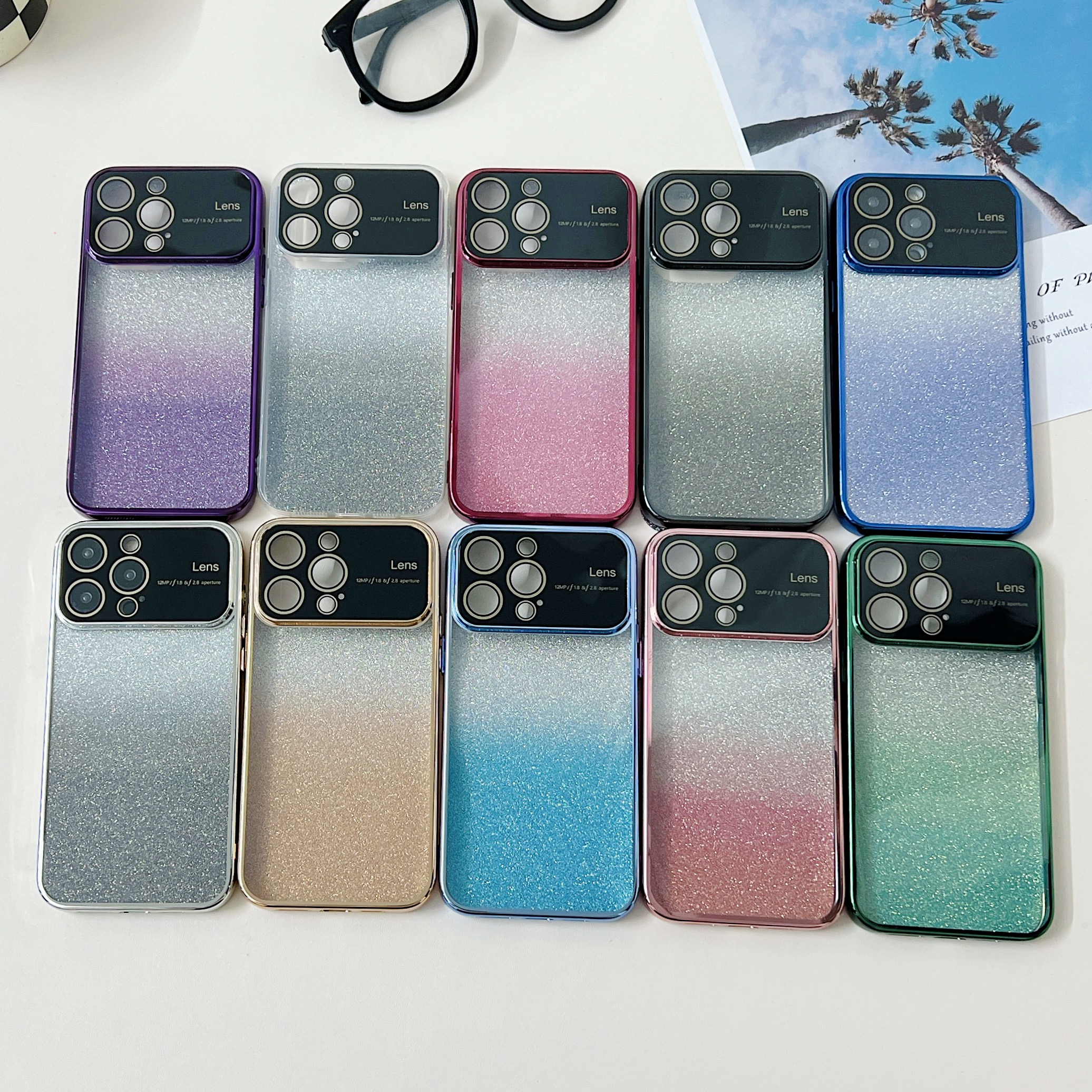 Multicolor Gradient Glitter Electroplated Tpu Phone Case - Temu Australia