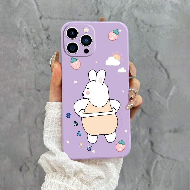 2pcs Cute Rabbit Pattern Phone Case for iPhone 11 12 13 14 Pro XR XS X 7 8 Plus SE2020 Shockproof Silicone Car Fall Phone Cases Gifts Soft Cover