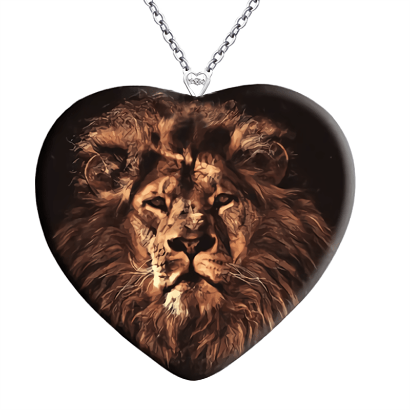 Fashion Lion Pattern Heart Shaped Acrylic - Temu Australia