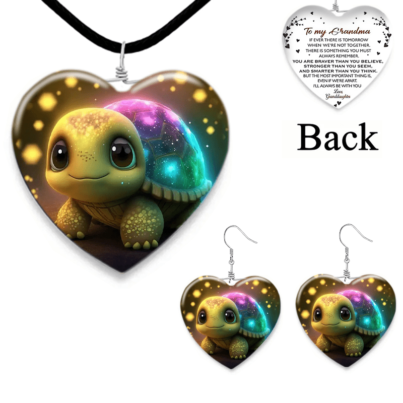Fashion Creative Turtle Pattern Heart shaped Glass Pendant - Temu