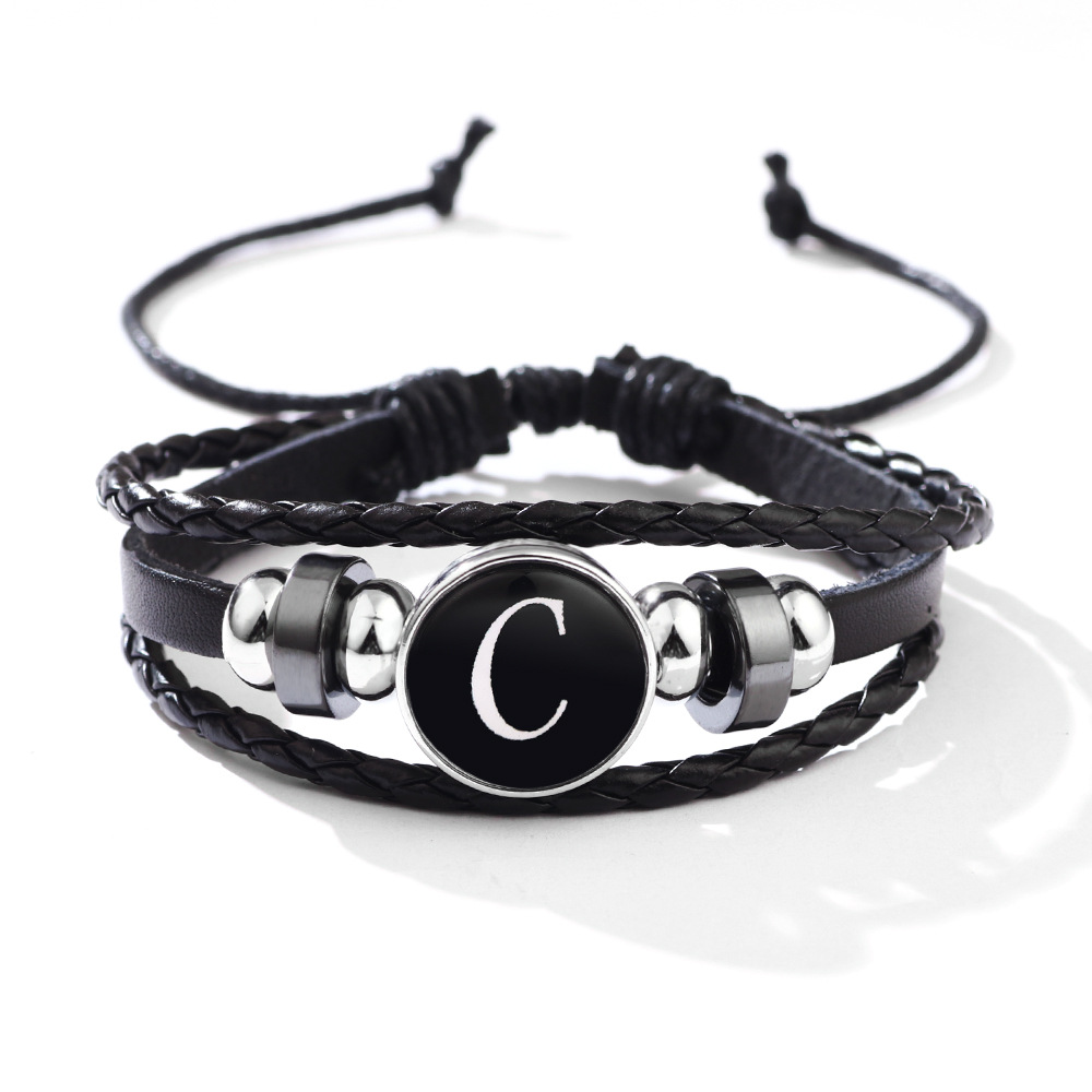 1pc 26 English Letters Pattern Classic Simple Bracelet Pu - Temu Canada