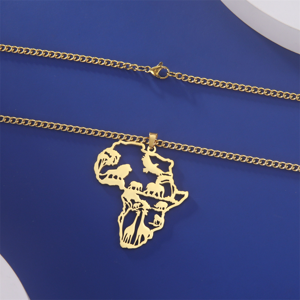 Hip hop Africa Map Necklace Flag Totem Symbol Animal - Temu