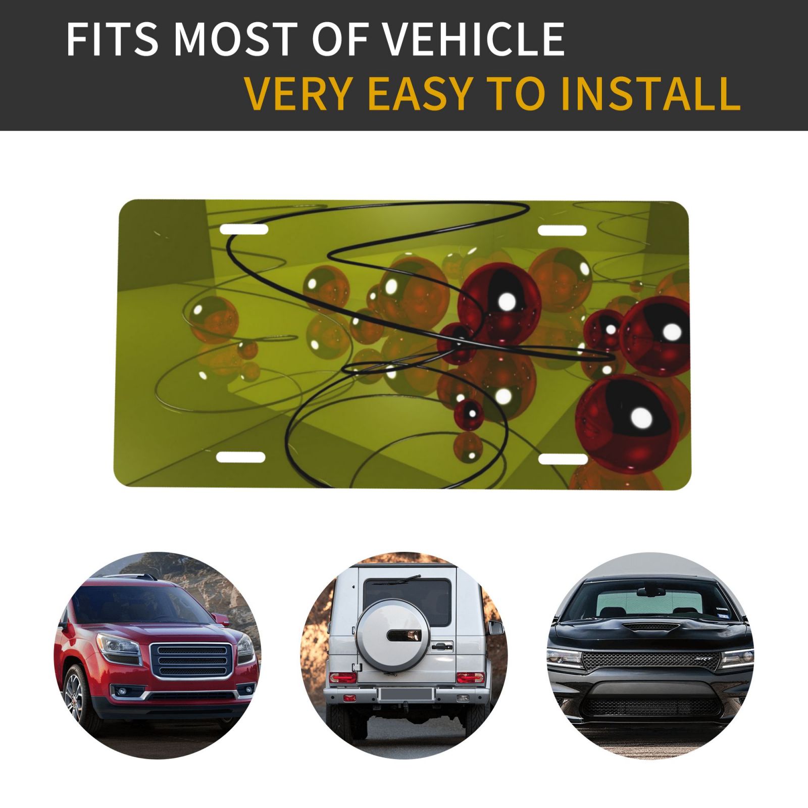 1pc balls lines wavy pattern aluminum metal license plate car tag 6x12 ...