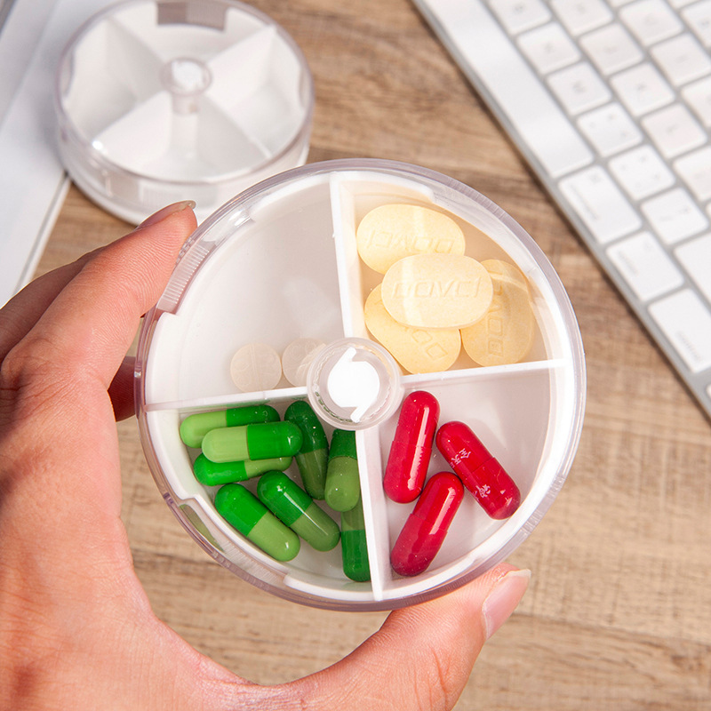 office worker portable medicine box rotary sealed moisture proof pill ...