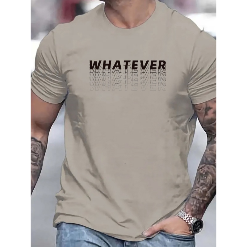 Men's Casual T-shirt With "whatever" Graphic Print For Summer ...