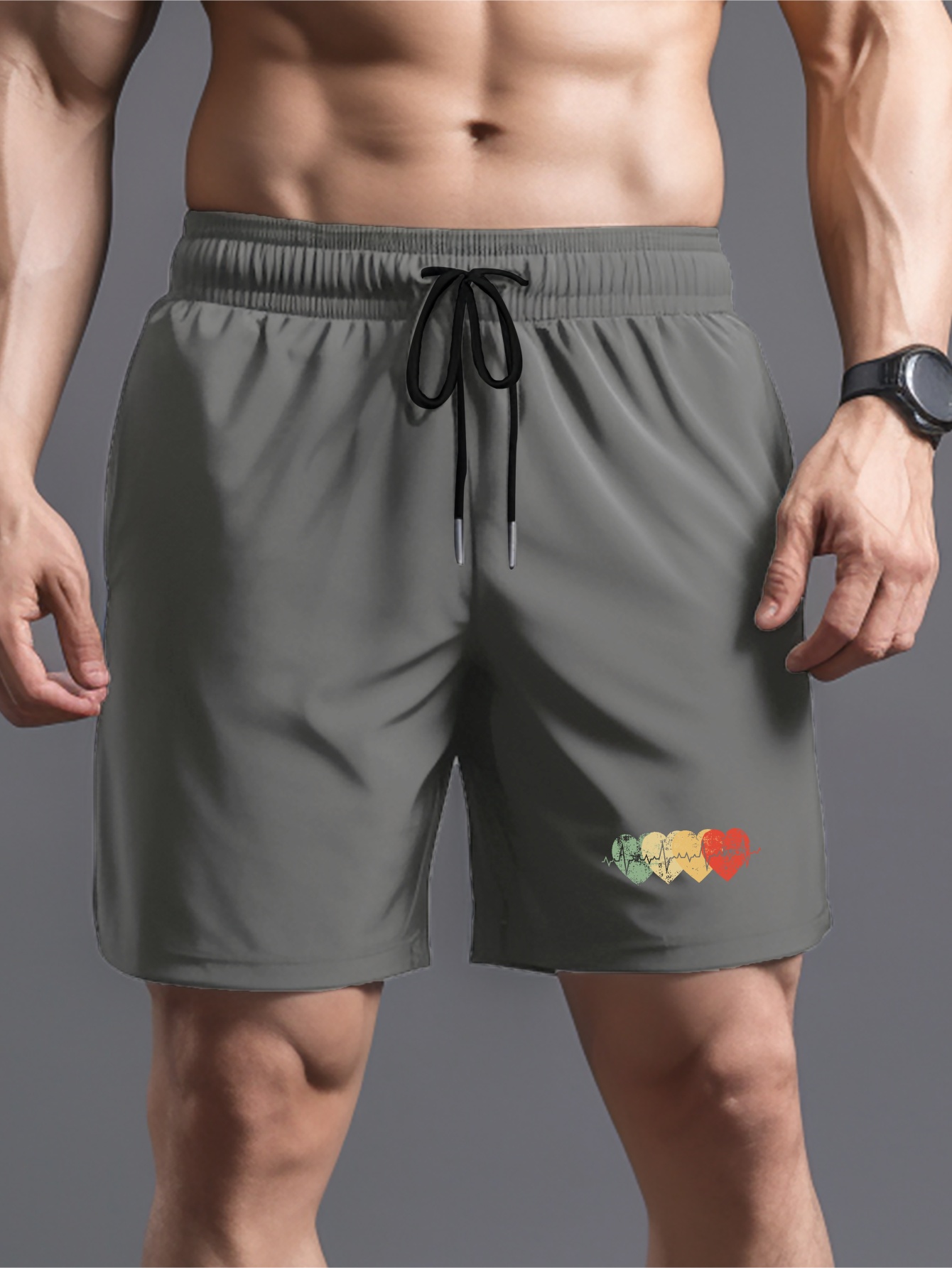 Plus Size Men's Hearts Graphic Print Shorts - Temu Australia
